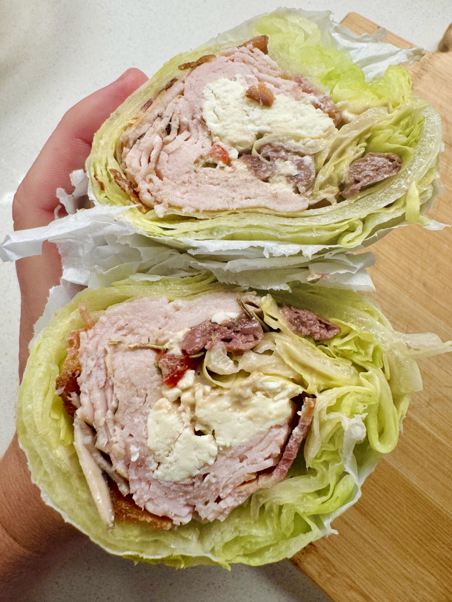 Mediterranean Turkey Bacon Lettuce Wrap with Feta & Balsamic Mayo ...